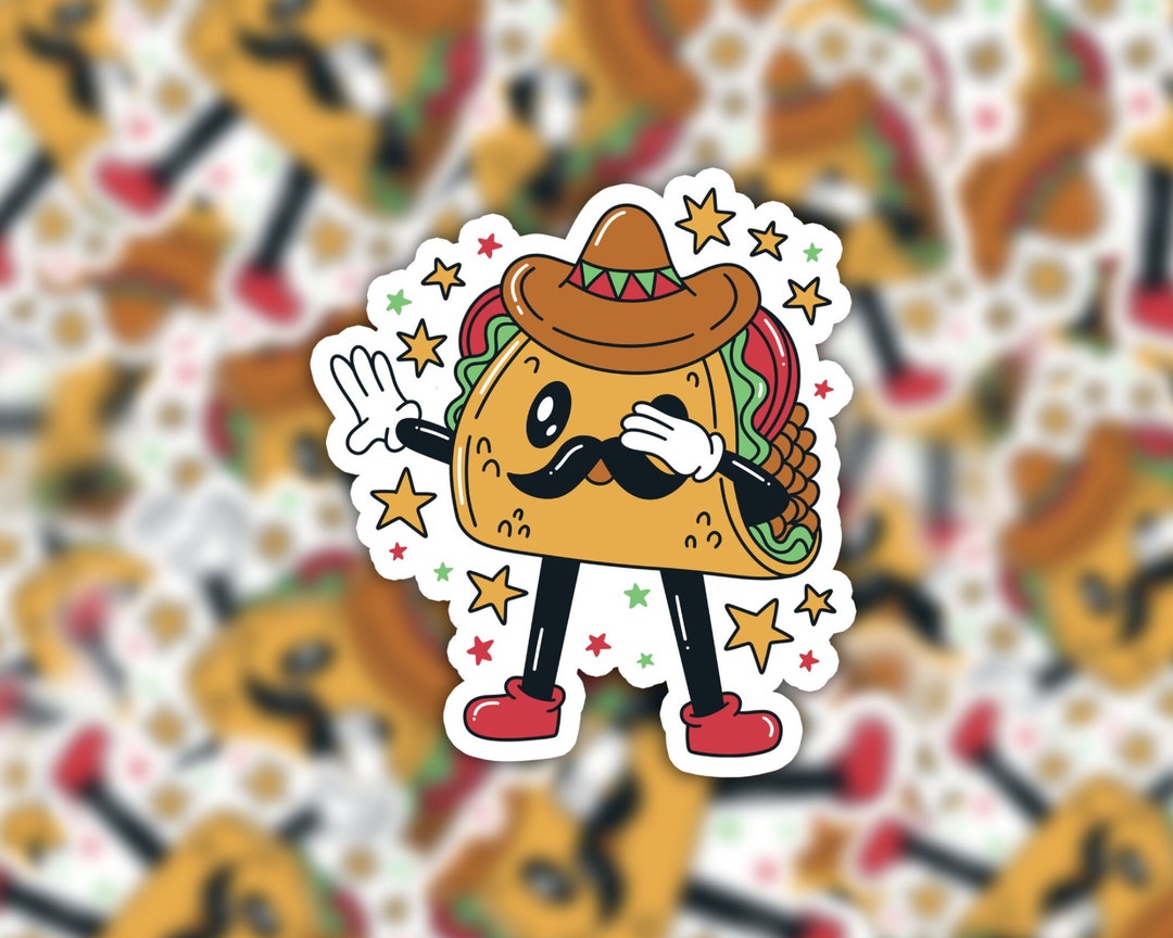 Dabbing Taco Sticker, Taco Sticker, Funny Stickers, Cute Taco Sticker ...