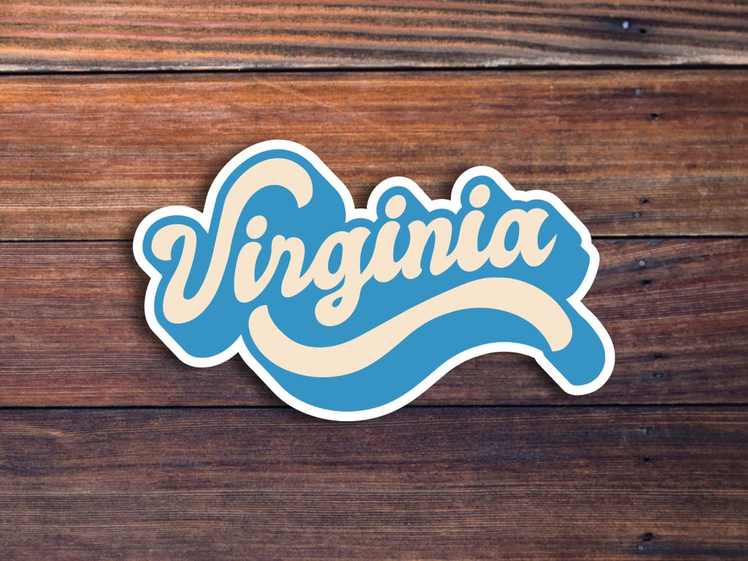 Virginia Retro Text Vinyl Sticker, Virginia Stickers, Virginia Decal ...