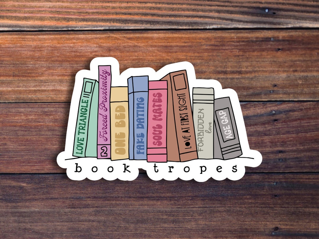 Book Tropes Sticker, Book Stack Sticker, Reading Trope Stickers, Laptop ...