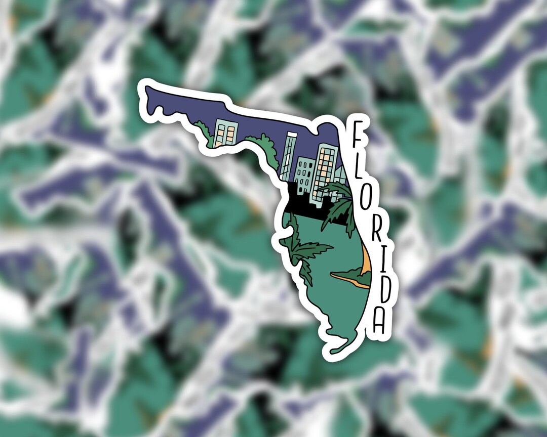 Florida State Sticker, Florida Decal, US State Laptop Stickers ...