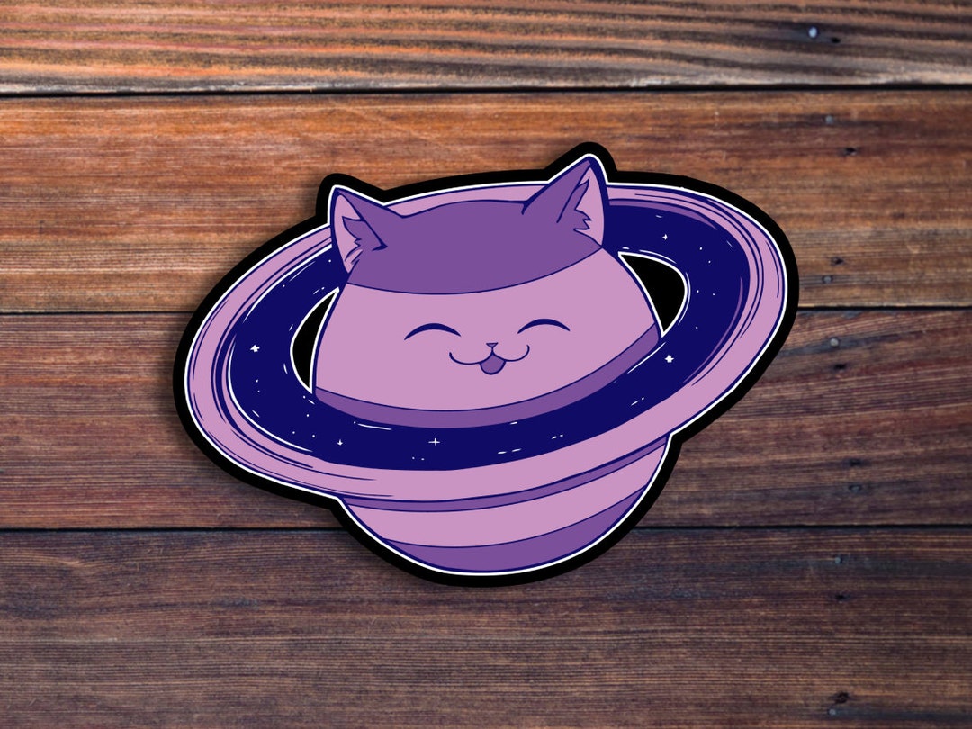 Cat Saturn Sticker, Cat Planet Sticker, Space Cat Sticker, Cute Cat ...