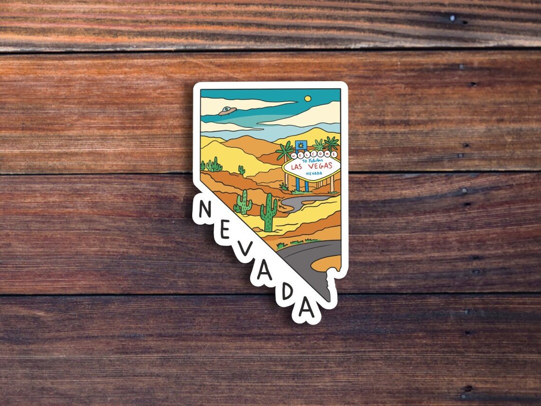 Nevada State Shaped Sticker, Las Vegas Sticker, City and Travel ...