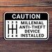 Millennial Anti-theft Device Glossy Sticker, Manual Transmission Car ...