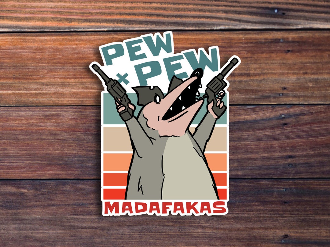 PEW PEW MADAFAKAS Rat Sticker, Funny Sticker, Meme Sticker, Rat With ...