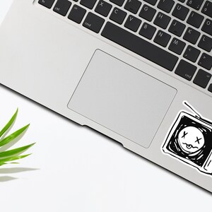 TV Head Black and White Sticker, Glitchcore Sticker, Screen Glitch ...