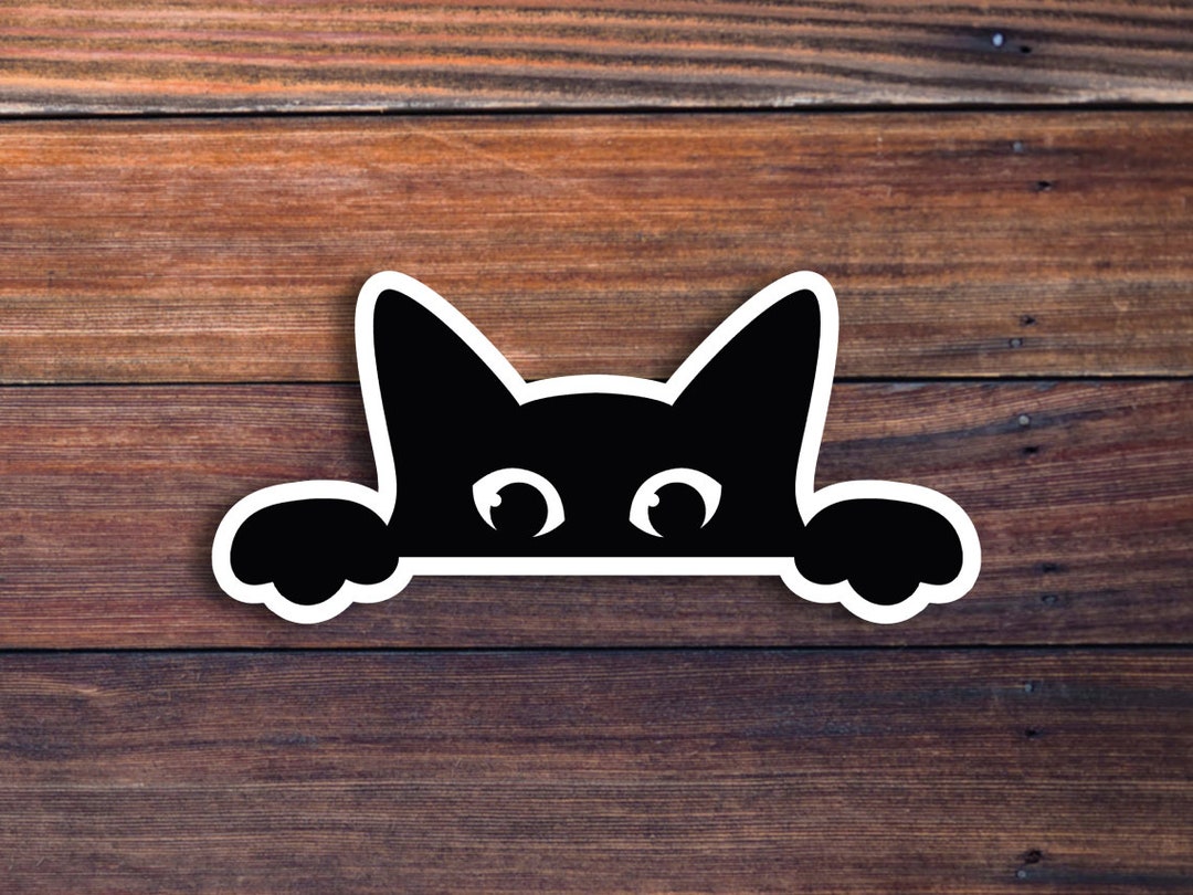 Peeking Cat Vinyl Sticker, Funny Cat Sticker, Meme Sticker, Car Sticker ...