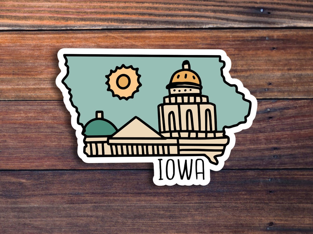 Iowa State Shaped Vinyl Sticker, Iowa State Decal, USA State Laptop ...