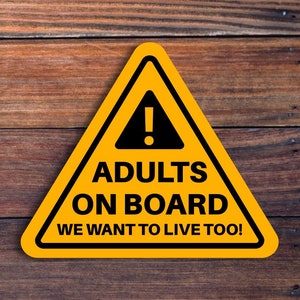 Adults on Board Sticker, Funny Bumper Sticker, Waterproof Vinyl Sticker ...