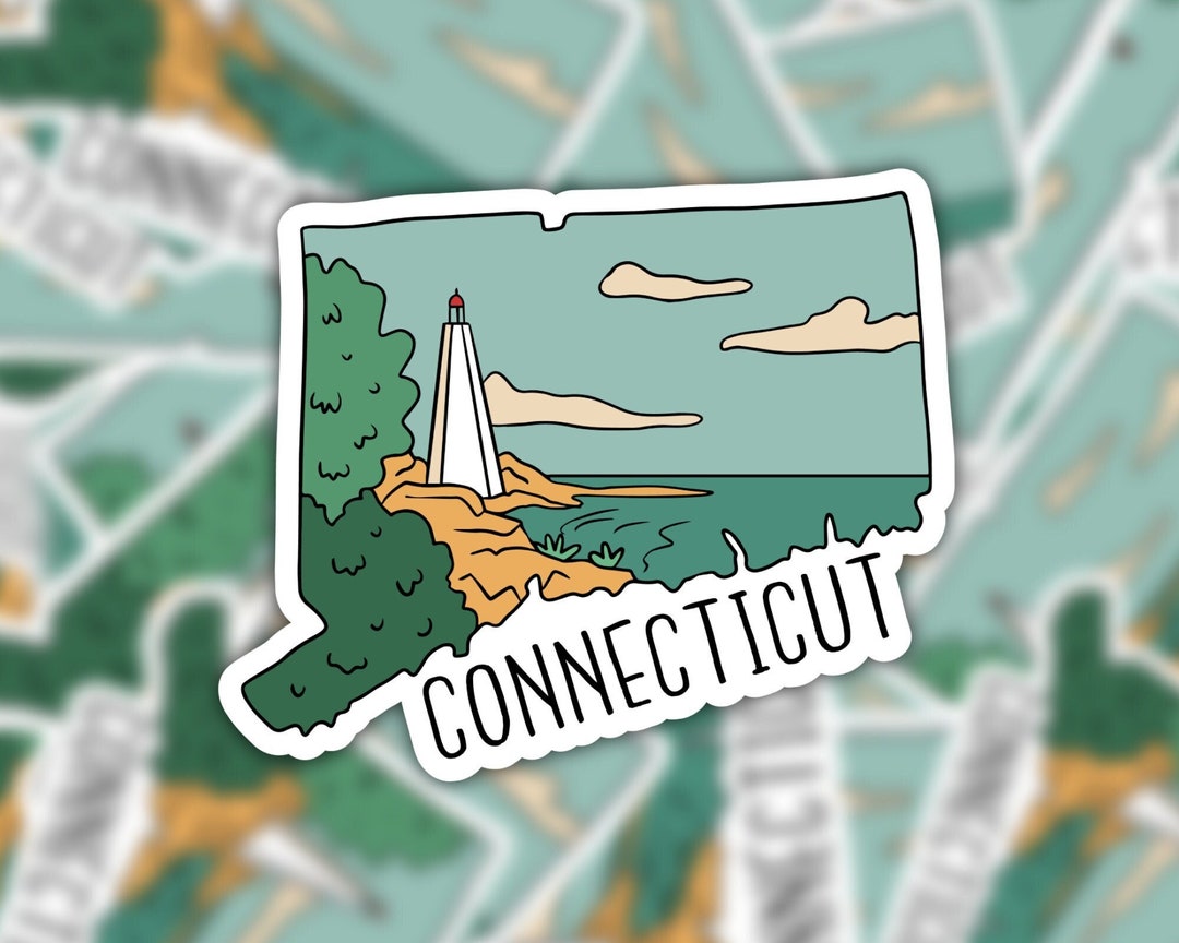 Connecticut State Sticker, Connecticut Map-shaped Sticker, US State ...