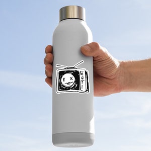 TV Head Black and White Sticker, Glitchcore Sticker, Screen Glitch ...