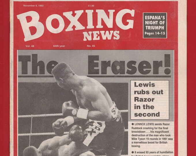 Lennox Lewis - BOXING NEWS NOVEMBER 1992 - Original Boxing Publication ...