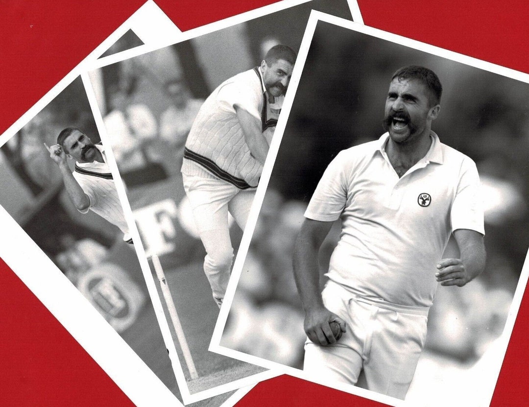 MERV HUGHES CRICKETER - 3 X Official Press Photographs - 1989 the Ashes ...