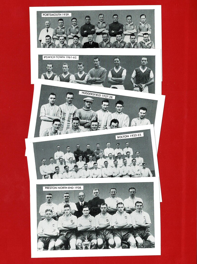5 X 1962 FOOTBALL TEAM CARDS - Bolton Wanderers, Preston North End ...