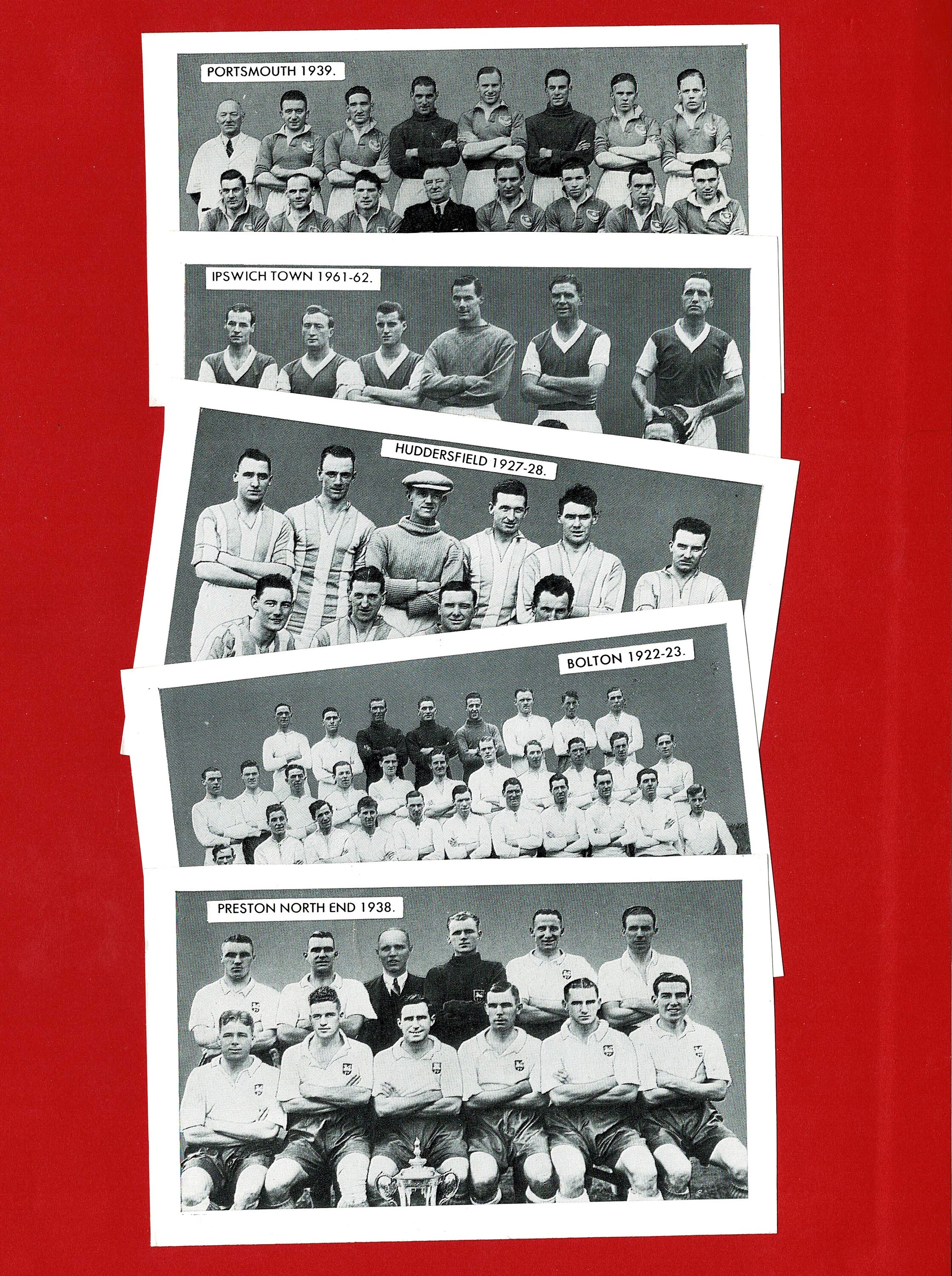 5 X 1962 FOOTBALL TEAM CARDS - Bolton Wanderers, Preston North End ...