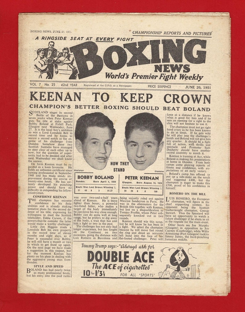June 1951 BOXING NEWS - Original Boxing Publication - 20th June 1951 ...