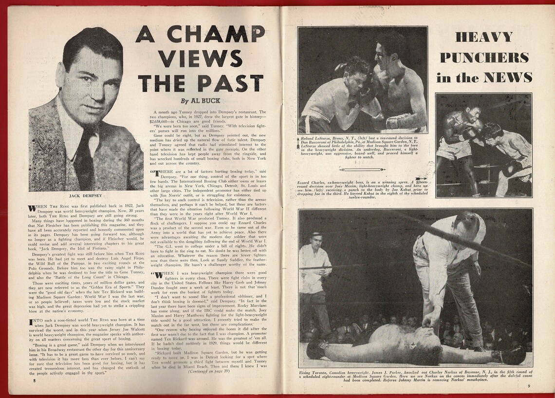 1952 'THE RING' BOXING Magazine 30th Anniversary Issue Original ...