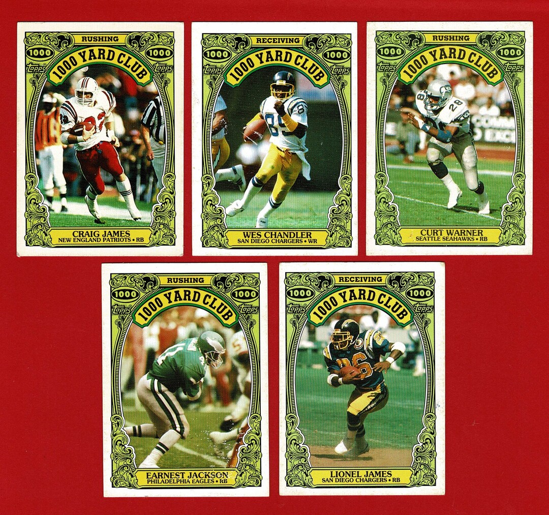 1000 YARD CLUB American Football Trading Cards TOPPS 1986 N.F.L. Card ...