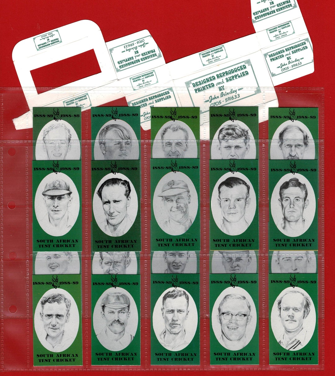 SOUTH AFRICAN TEST Cricket Trade Card Set - 1888 to 1988 - Cricketers ...
