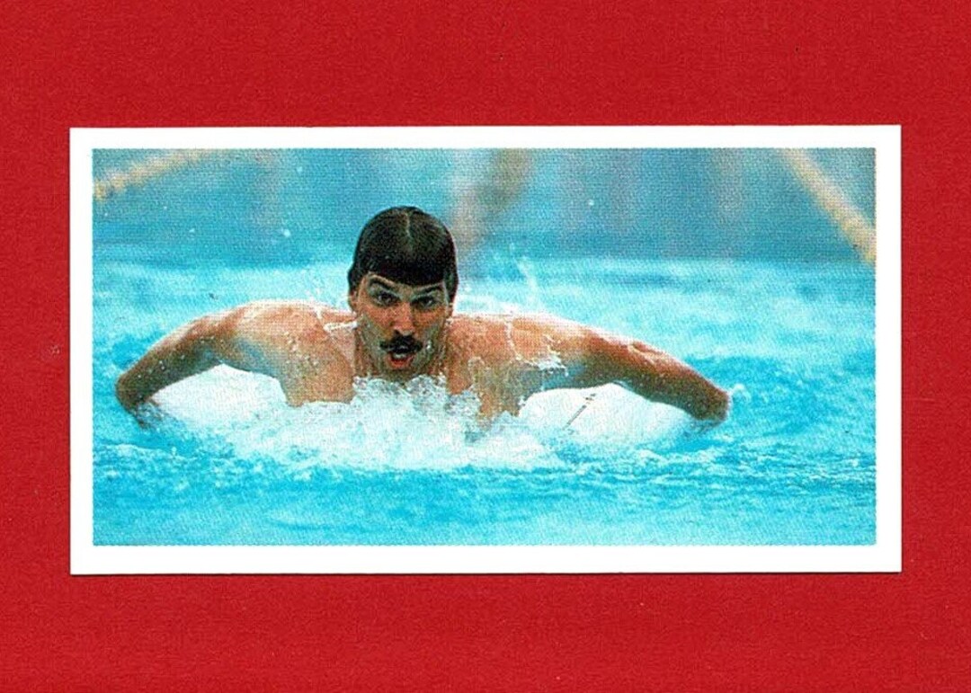 MARK SPITZ SWIMMING Trade Card Olympic Challenge 1992 British Tea Card ...
