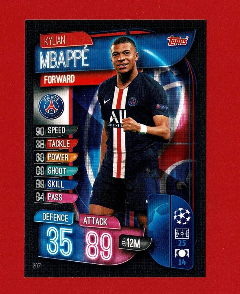 KYLIAN MBAPPE - ORIGINAL Footballer Trading Card - Paris Saint Germain ...