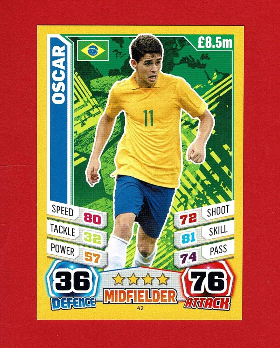 OSCAR - ORIGINAL Brazilian Footballer Trading Card - BRAZIL - Topps ...