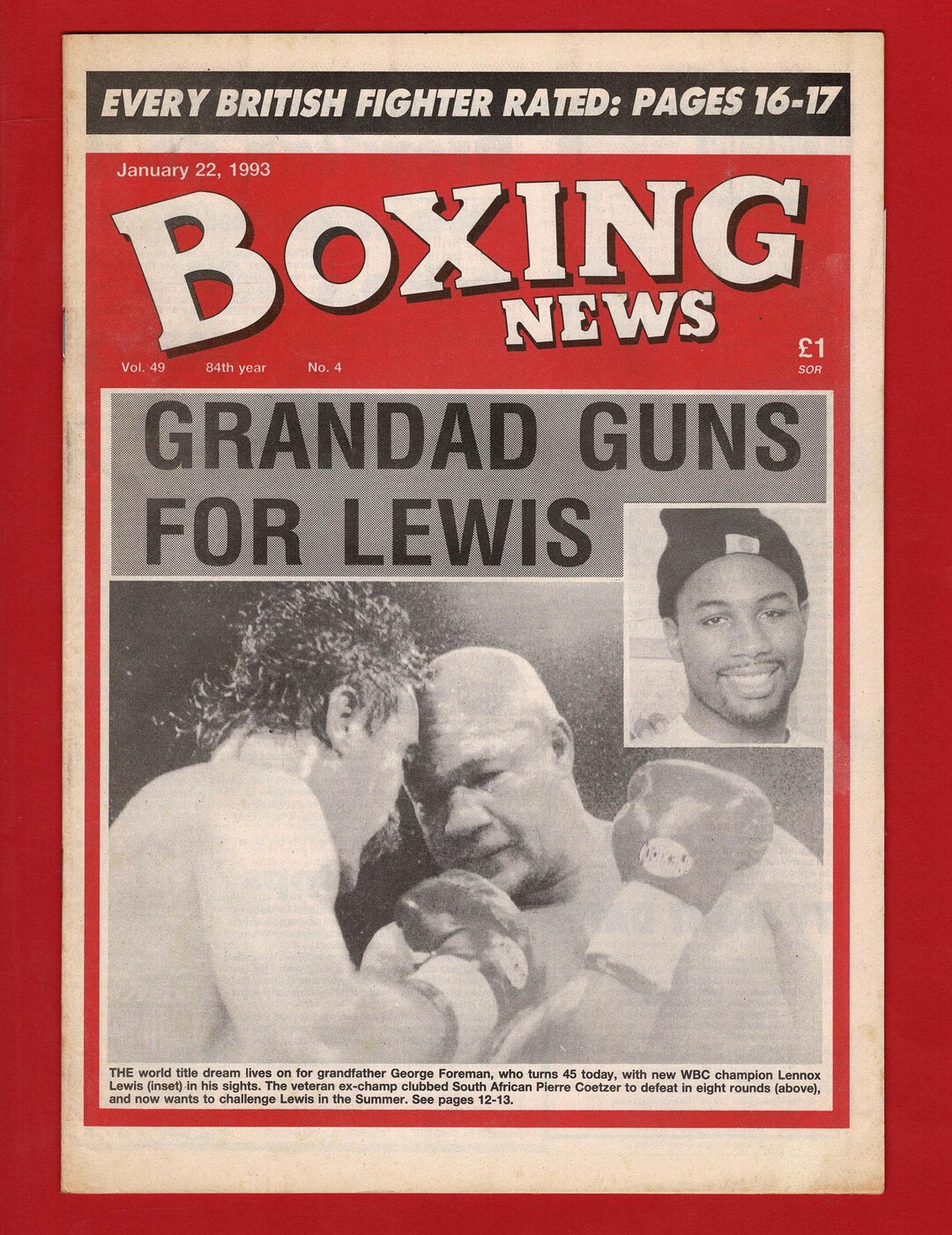 BOXING NEWS Jan. 1993 Original Boxing Publication - Lennox Lewis ...