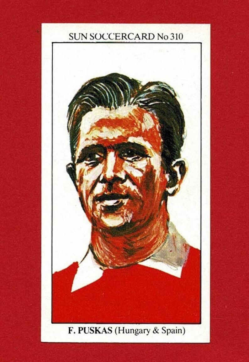 FERENC PUSKAS - Sun Newspaper SOCCERCARDS - Original 1978 Football ...