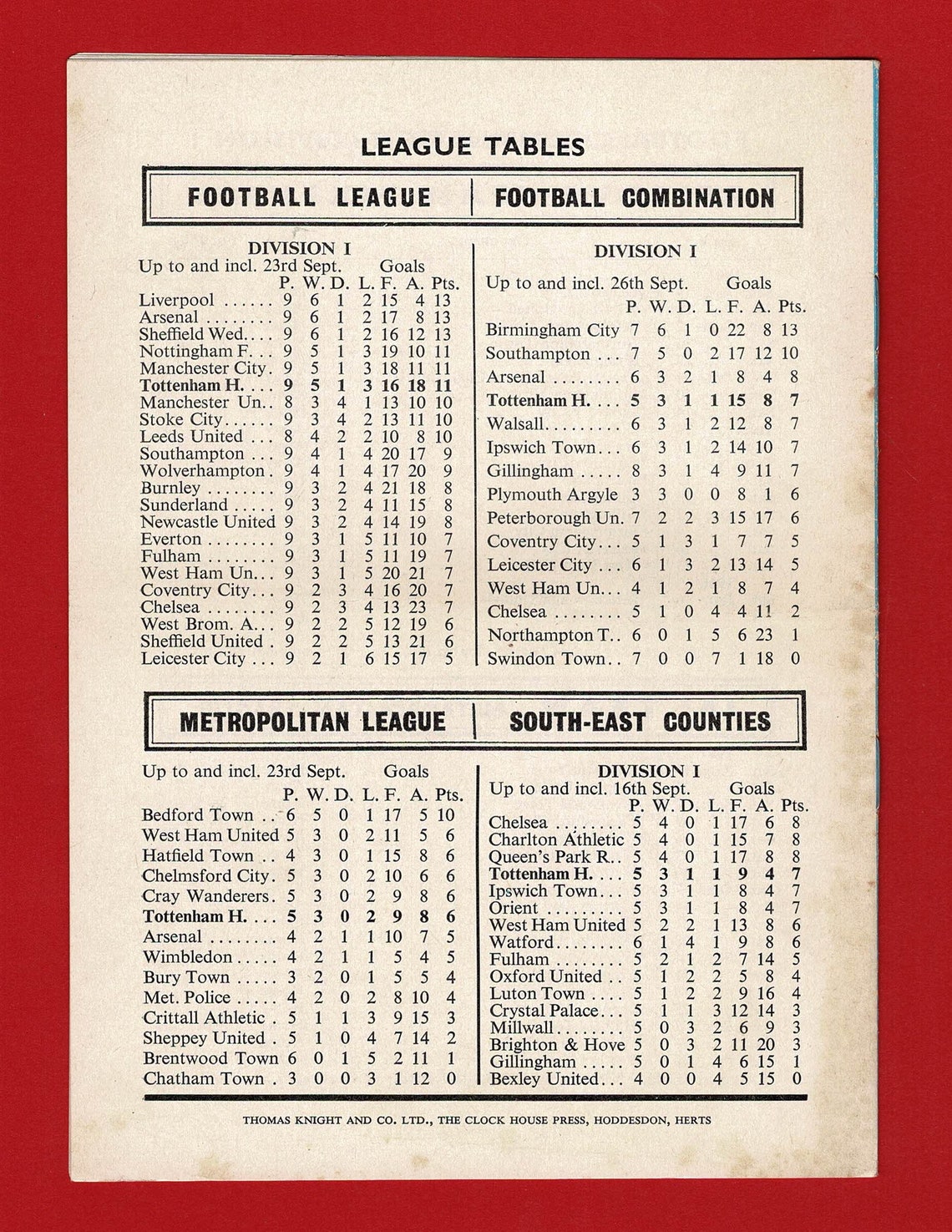 1967 SPURS Football Programme - Tottenham Hotspur V SUNDERLAND F.C ...
