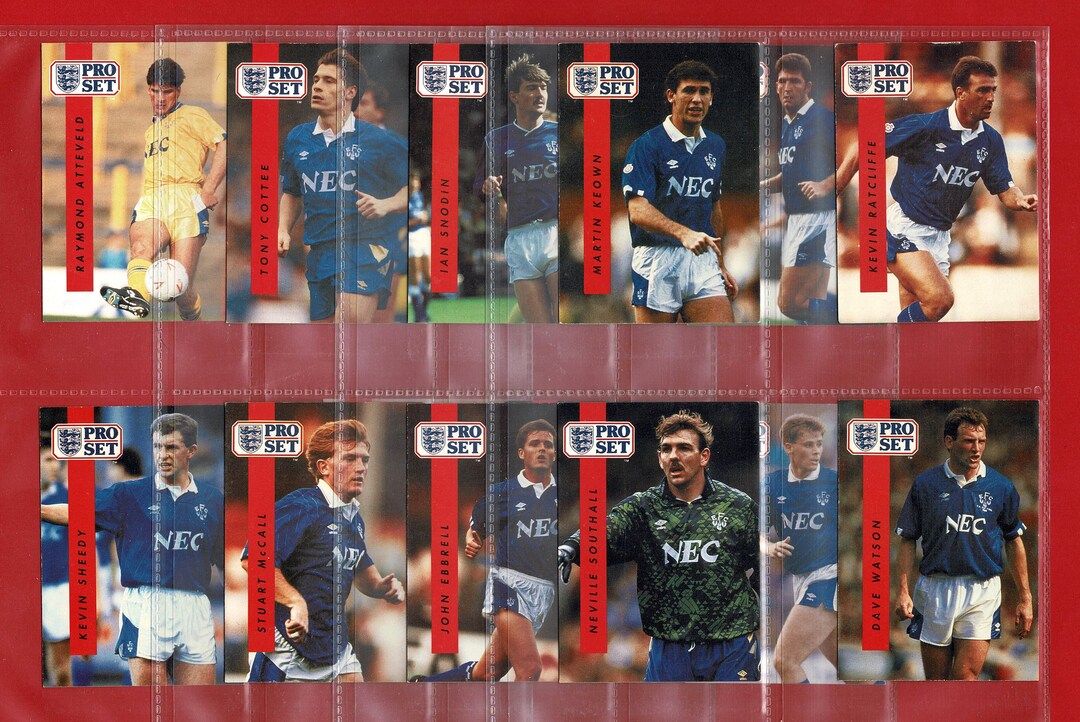 EVERTON FC - Original 1990 Pro Set Football Cards - Soccer Trading ...