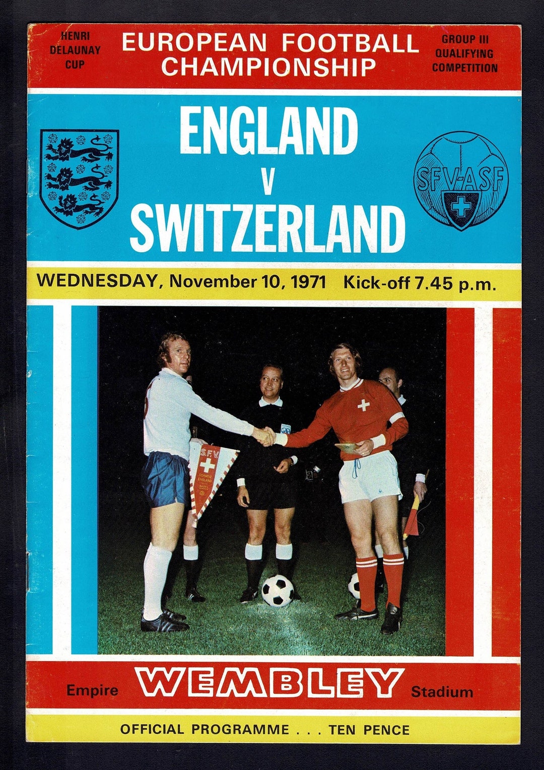 1971 ENGLAND International Football Programme England V SWITZERLAND ...