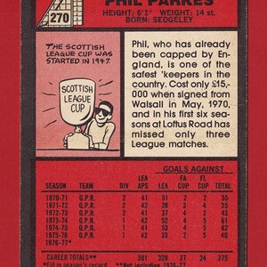 PHIL PARKES - ORIGINAL 1977 Footballer Gum Card - Queens Park Rangers ...