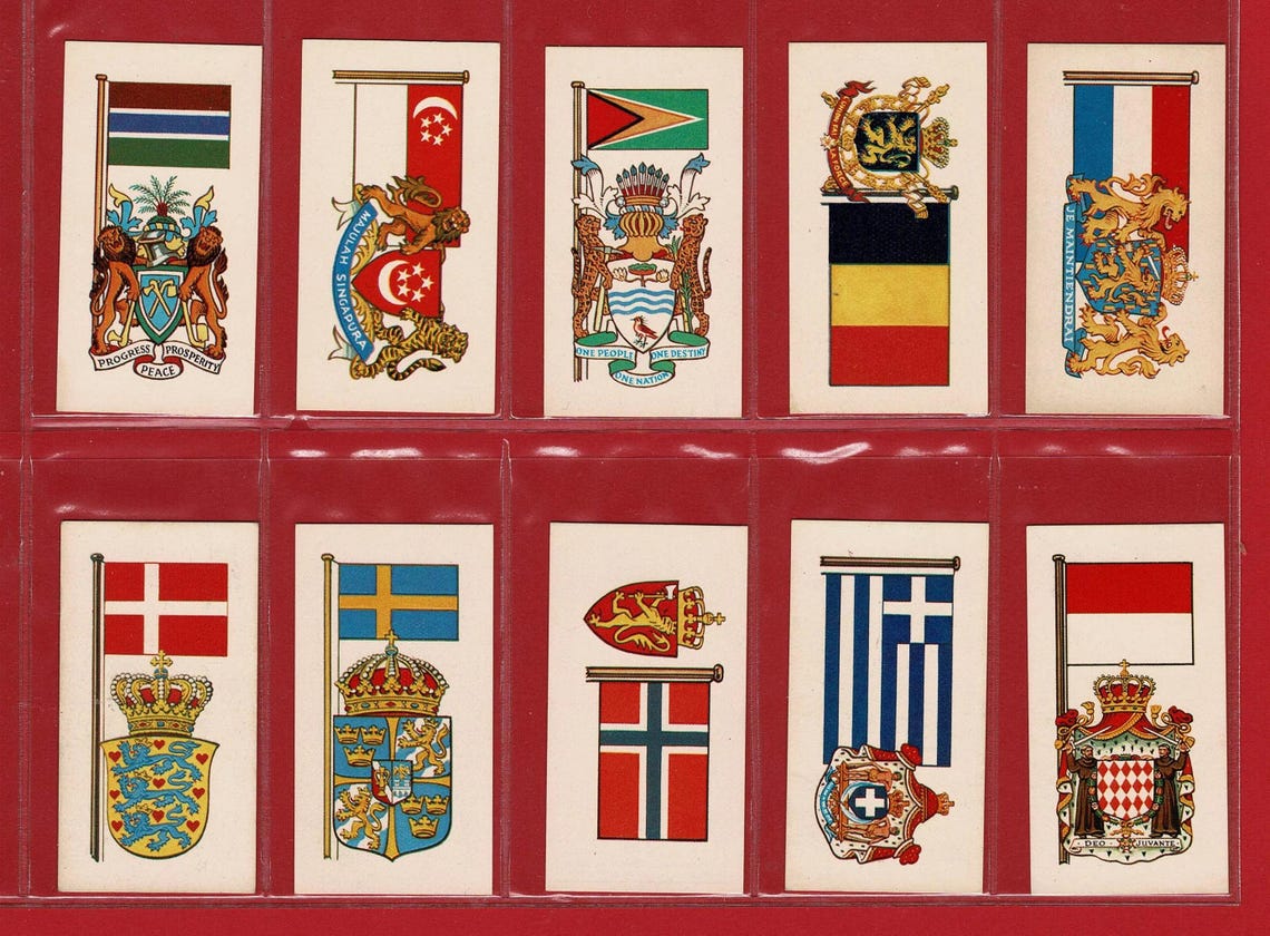 FLAGS and EMBLEMS of the WORLD - Original Tea Trade Card Set - Brooke ...