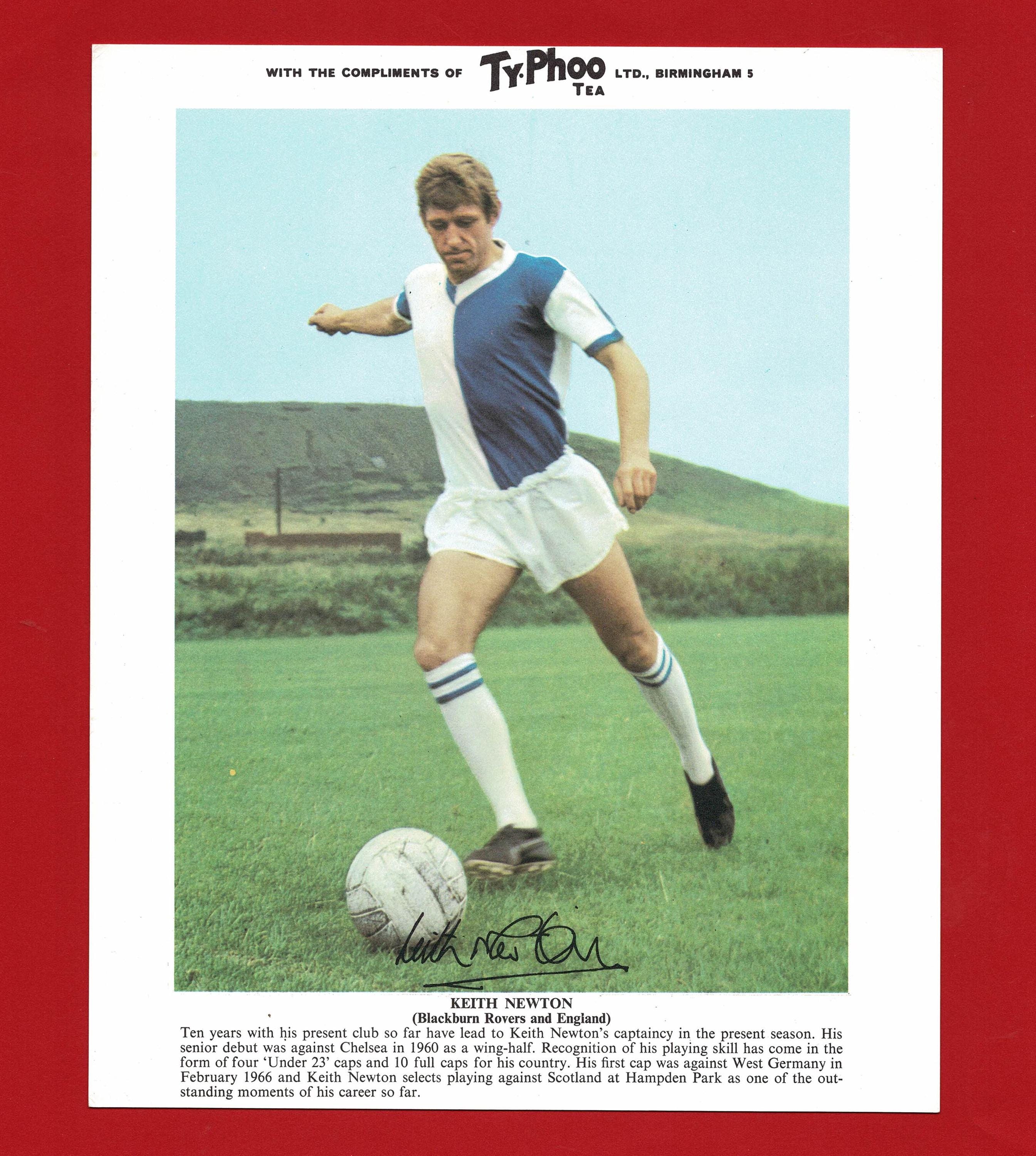 Extra Large KEITH NEWTON - ORIGINAL 1969 Footballer Card - Blackburn ...