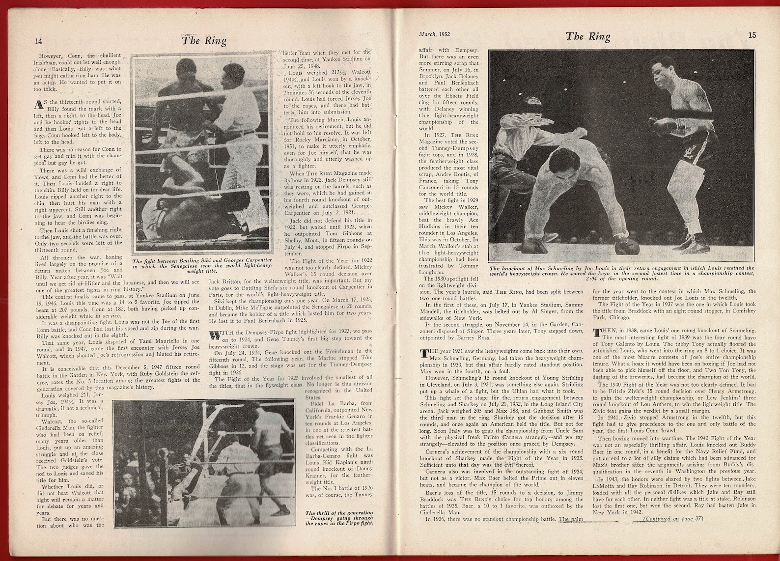 1952 'THE RING' BOXING Magazine 30th Anniversary Issue Original ...