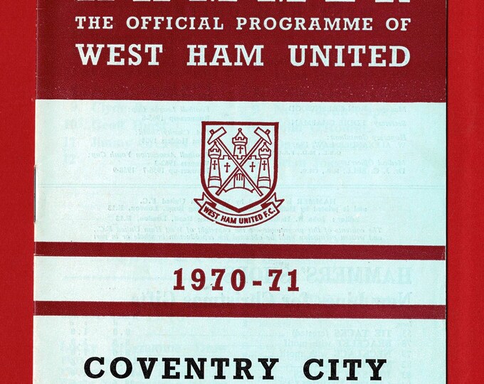 1970 - WEST HAM United Football Programme - West Ham United V Coventry ...