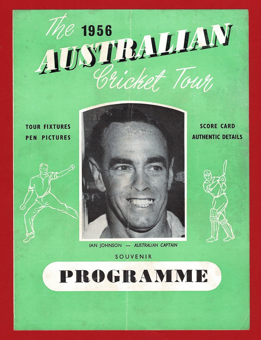 1956 AUSTRALIAN ASHES CRICKET Tour Original Official Souvenir Programme ...