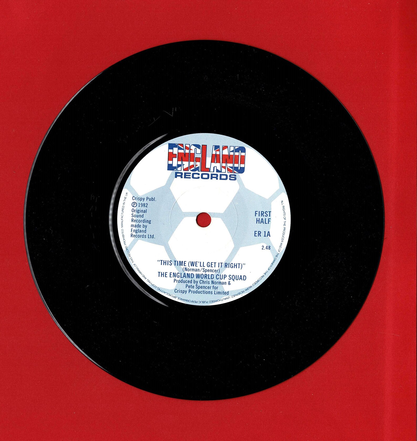 ENGLAND FOOTBALL SQUAD Official World Cup Song 7 Vinyl 45 R.P.M. Record ...