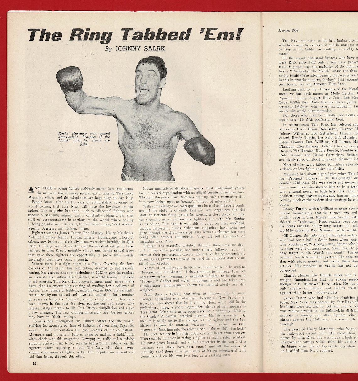 1952 'THE RING' BOXING Magazine 30th Anniversary Issue Original ...