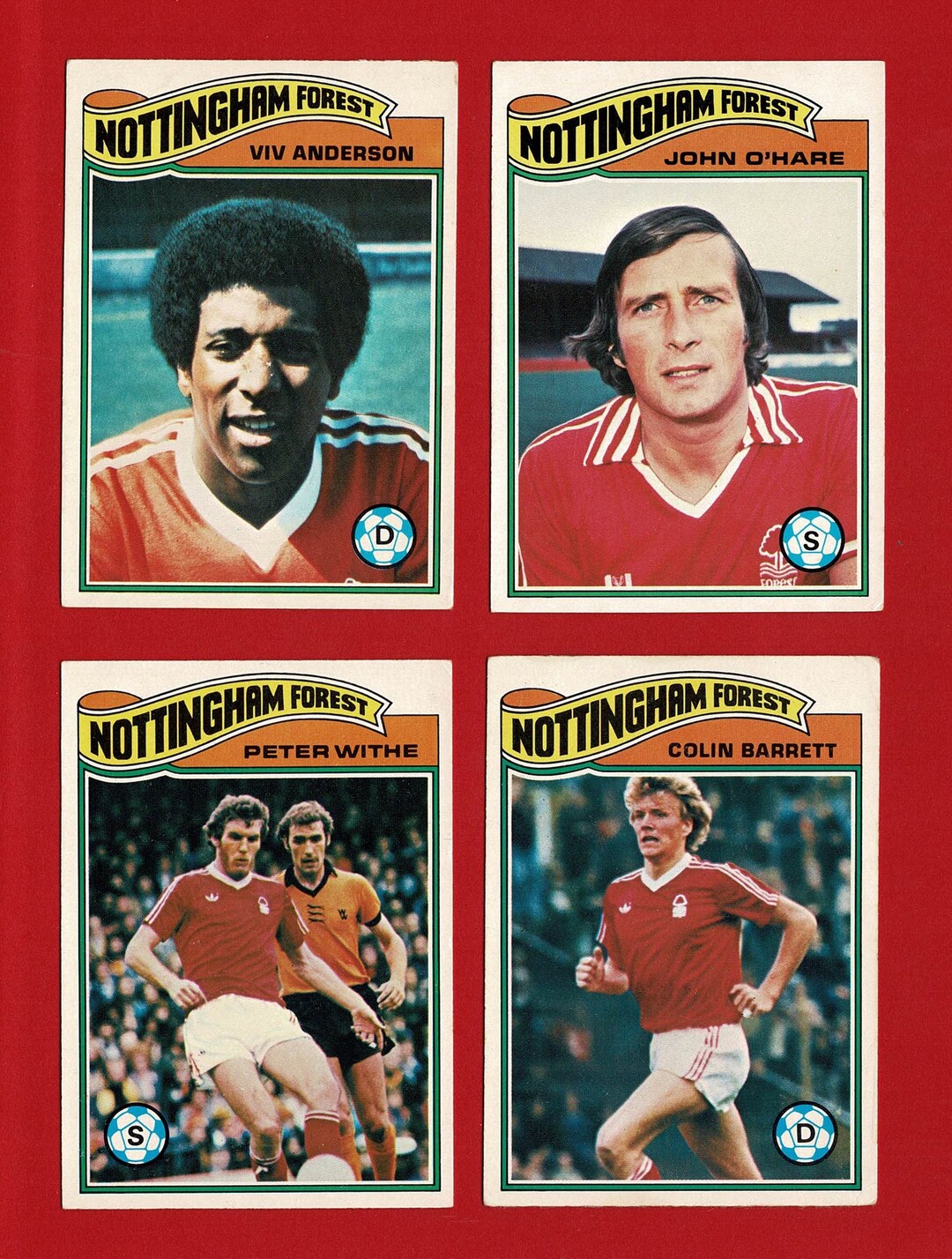 4 X NOTTS FOREST FOOTBALLERS - Original 1978 Football Gum Cards - Nottingham Forest Football ...