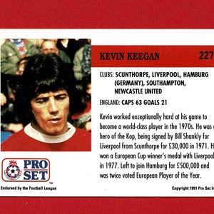 KEVIN KEEGAN - ORIGINAL 1991 Footballer Trading Card - Liverpool F.C ...