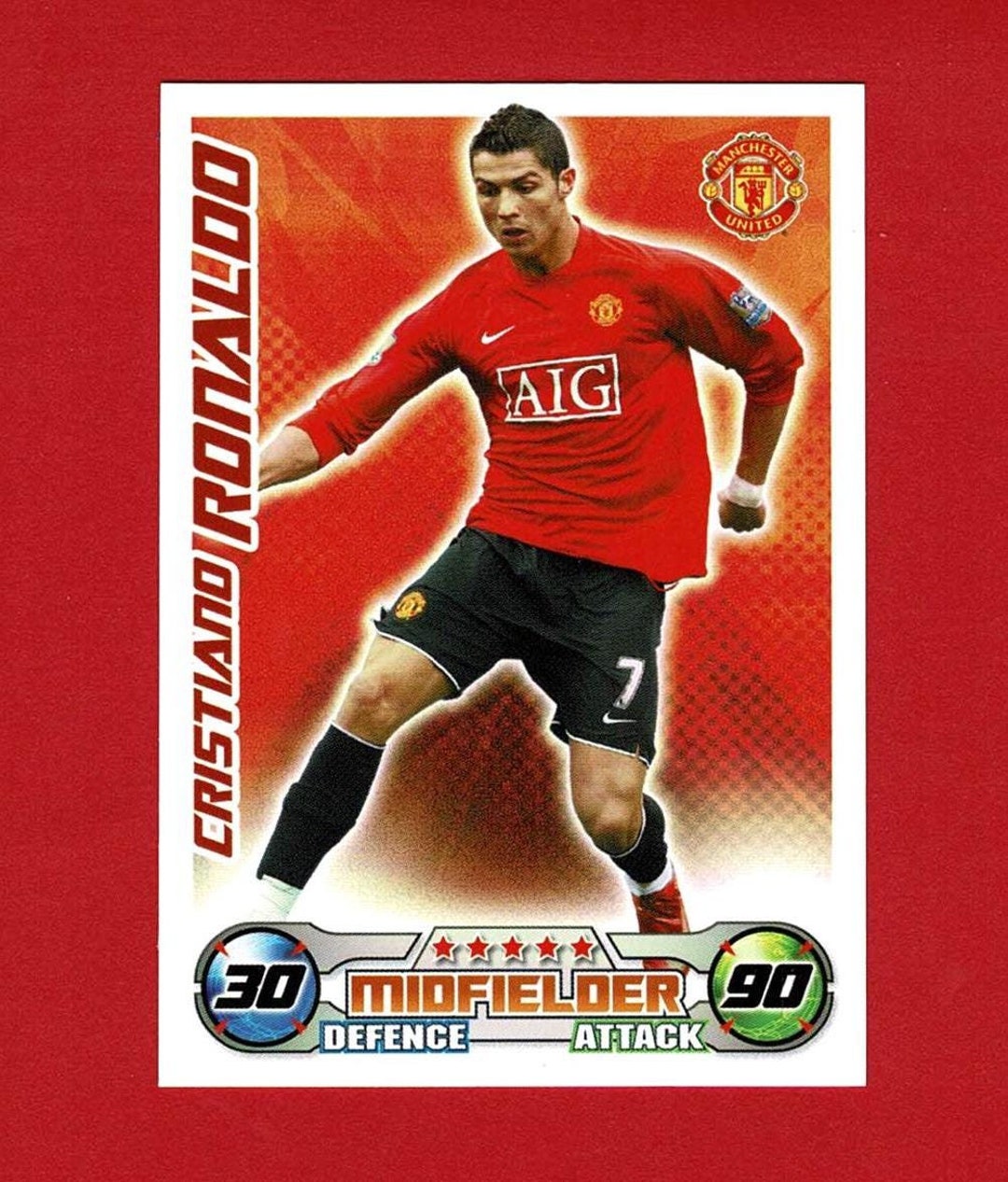 CRISTIANO RONALDO - 2008 Footballer Trading Card - Manchester United ...