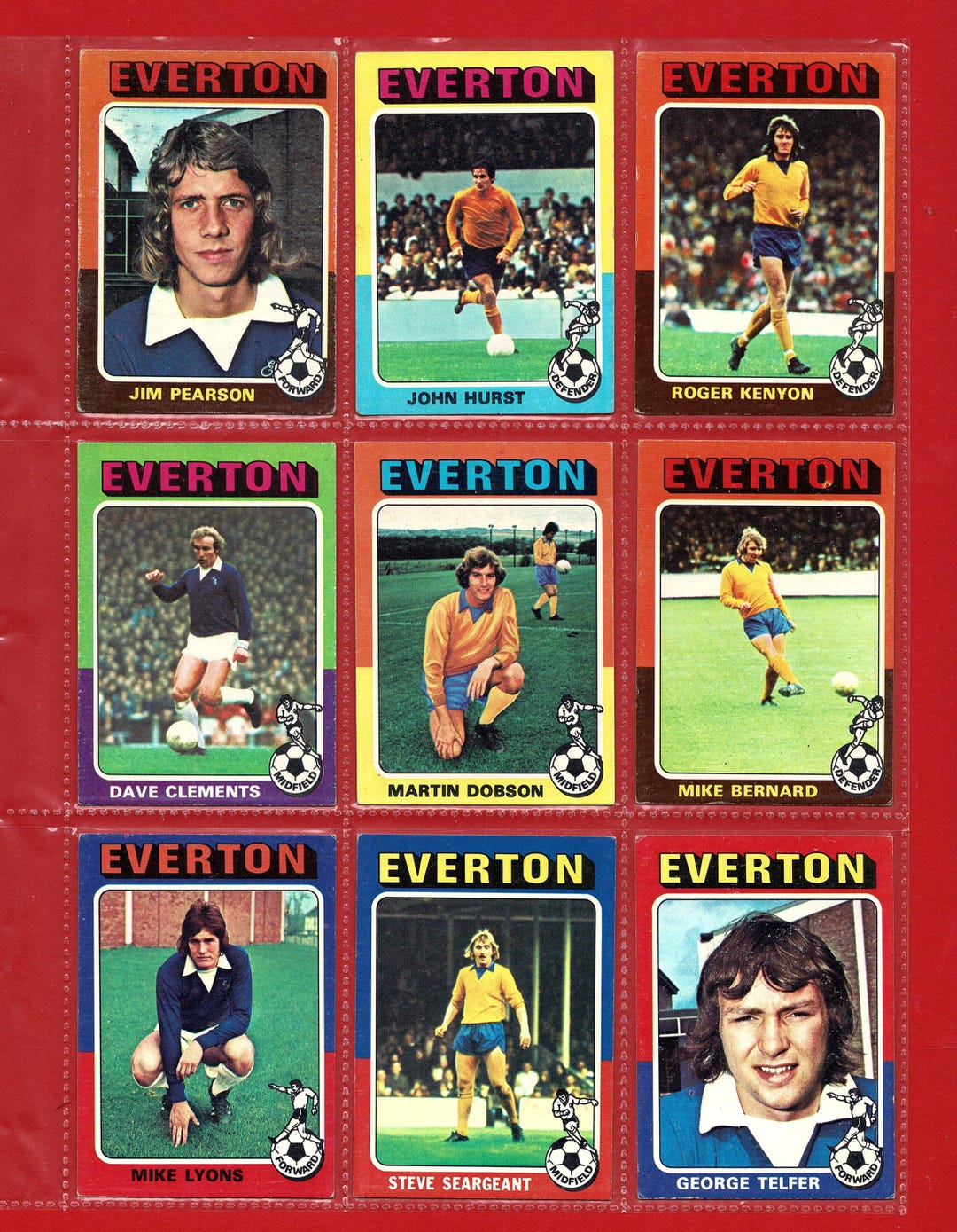 EVERTON F.C. - 1975 Footballer Gum Trading Cards - Everton Football ...