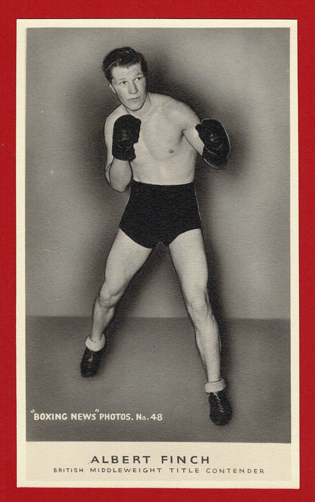 BOXING POSTCARD Albert Finch Vintage 1940's English BOXER Card Issued ...