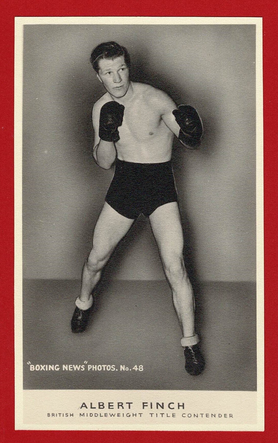BOXING POSTCARD Albert Finch Vintage 1940's English BOXER Card Issued ...