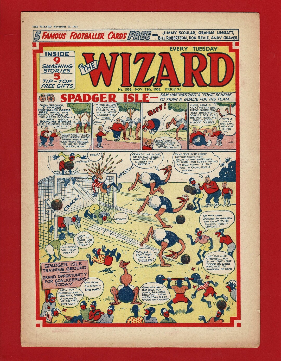70th Birthday Original 1955 'WIZARD' COMIC Book British Children's Stories Cartoons Spadger Isle ...