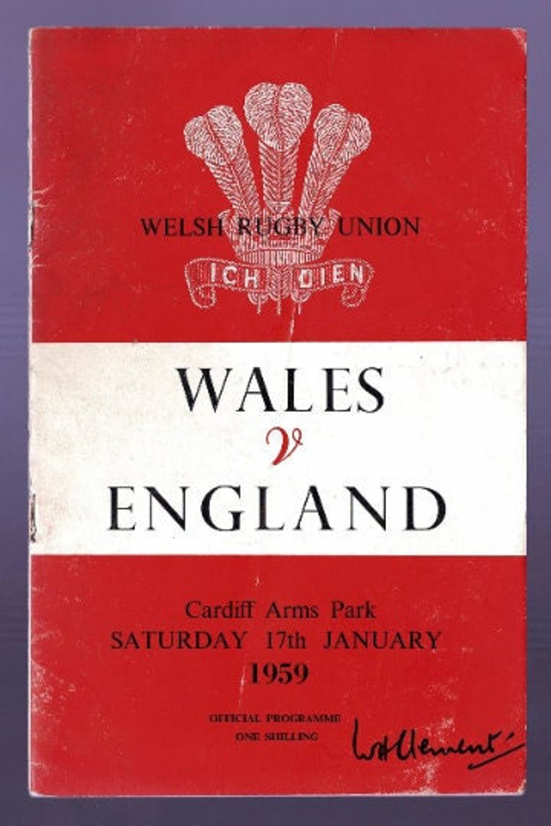 1959 WALES Vs ENGLAND RUGBY Programme Vintage January 1959 Cardiff Arms ...