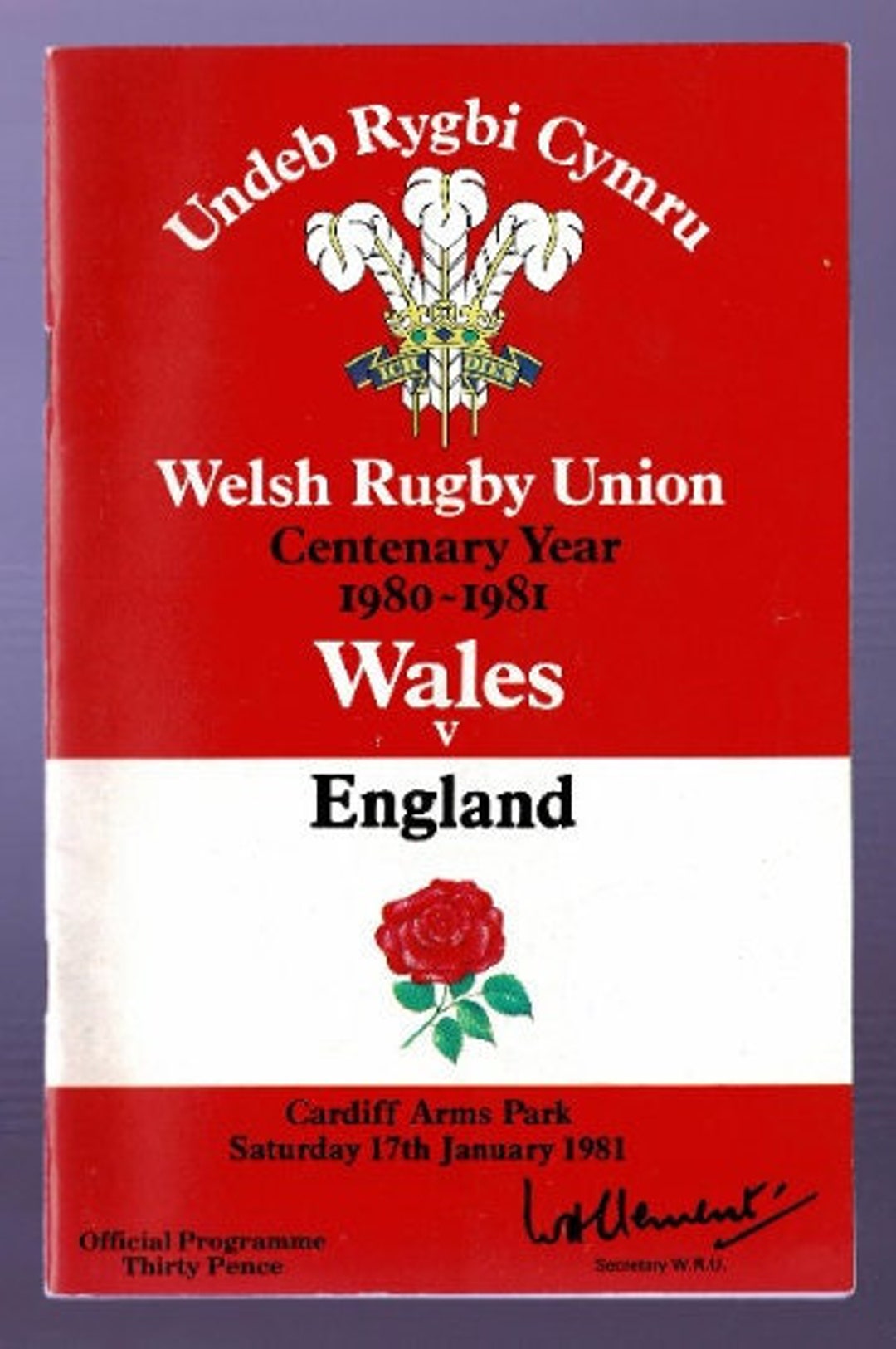 1981 WALES Vs ENGLAND - RUGBY Centenary Programme - Vintage January ...