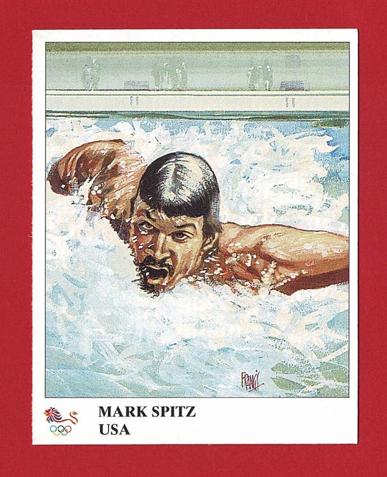 MARK SPITZ SWIMMING Trade Card Olympic Champions 1996 Athlete Card U.S ...
