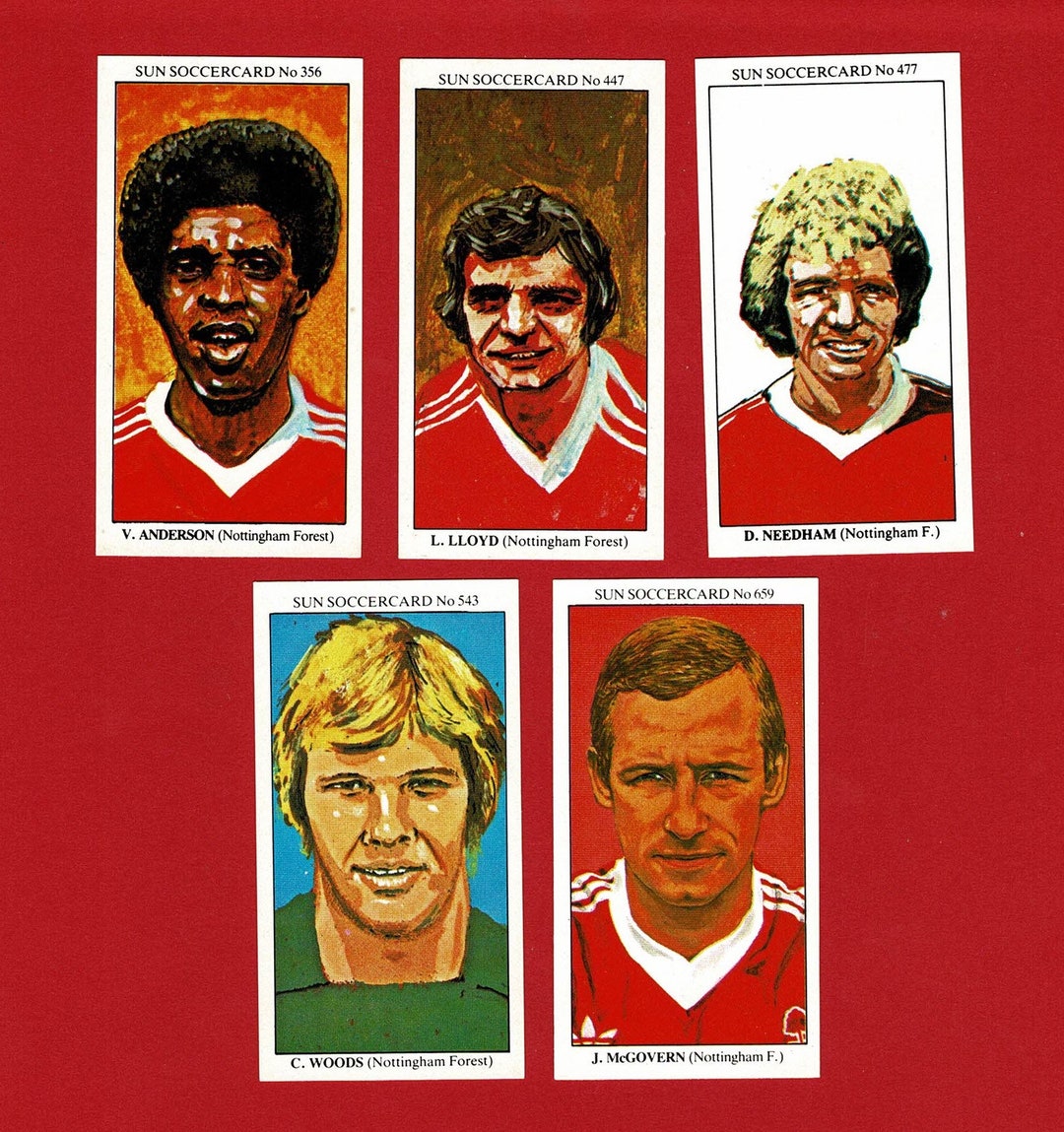 NOTTINGHAM FOREST F.C. FOOTBALLERS - Sun Newspaper Soccer Cards ...