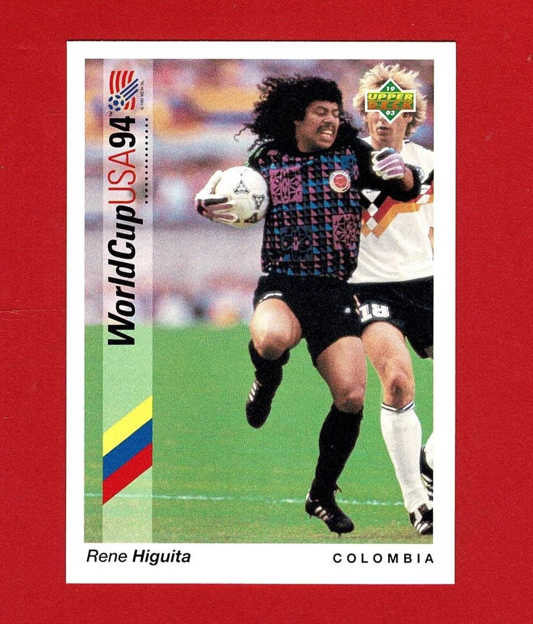 RENE HIGUITA COLOMBIA Original 1994 Footballer Trading Card U.S.A. '94 Football World Cup Soccer ...